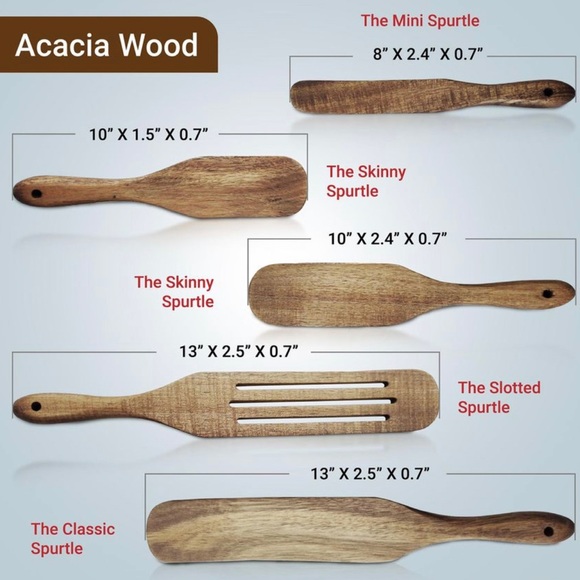 BR Basics | Kitchen | 5 Modern Acacia Wood Spurtle Spatula Set Cooking ...